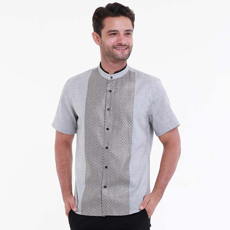 Jual MAGINOT BARIS GREY Koko Slim Fit Lengan Pendek | Shopee Indonesia