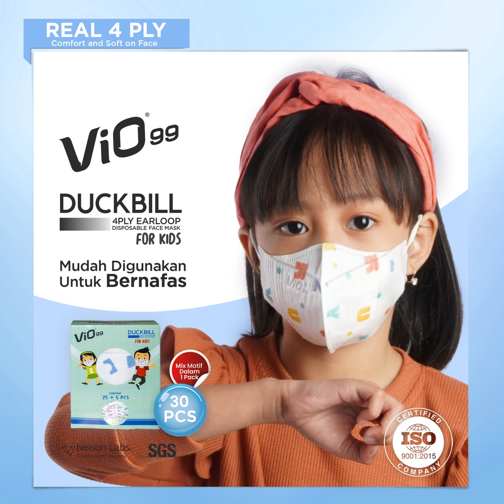 Jual Vio - Duckbill '30S Mask 4Ply Earloop masker medis anak dengan filtrasi 99% | Shopee Indonesia