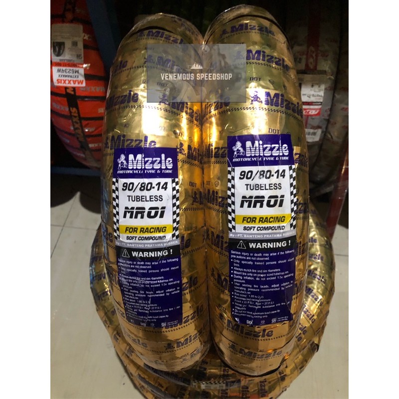 Jual Paket Ban Mizzle MR01 90/80-14 (2pcs) / 90/80+100/80 Softcompound ...