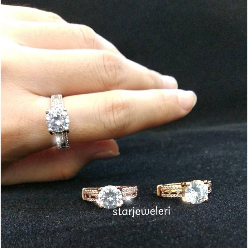 Jual CINCIN WANITA ANTI KARAT TITANIUM ZIRCONIA SWAROVSKI CINCIN KOREA | Shopee Indonesia