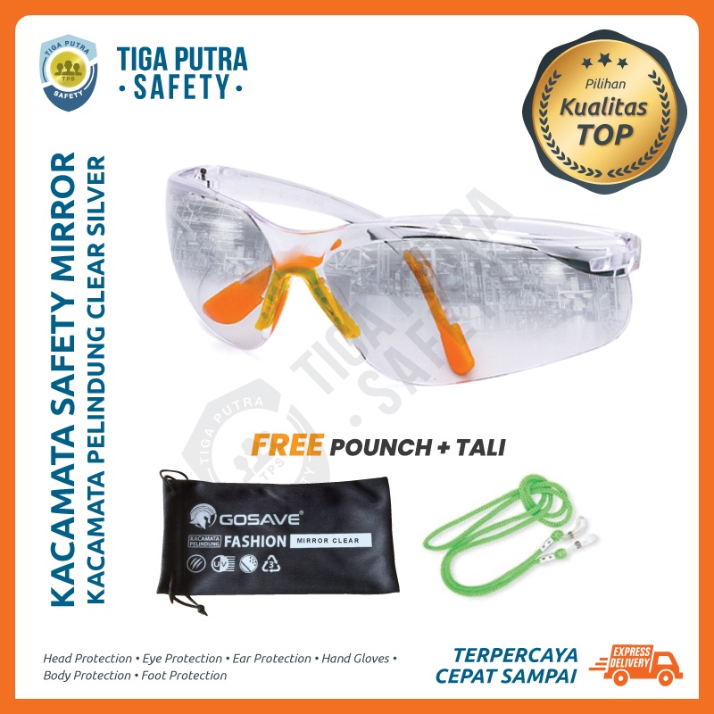 Jual Kacamata Safety Clear Silver Mirror Work Pelindung Anti Gores ...