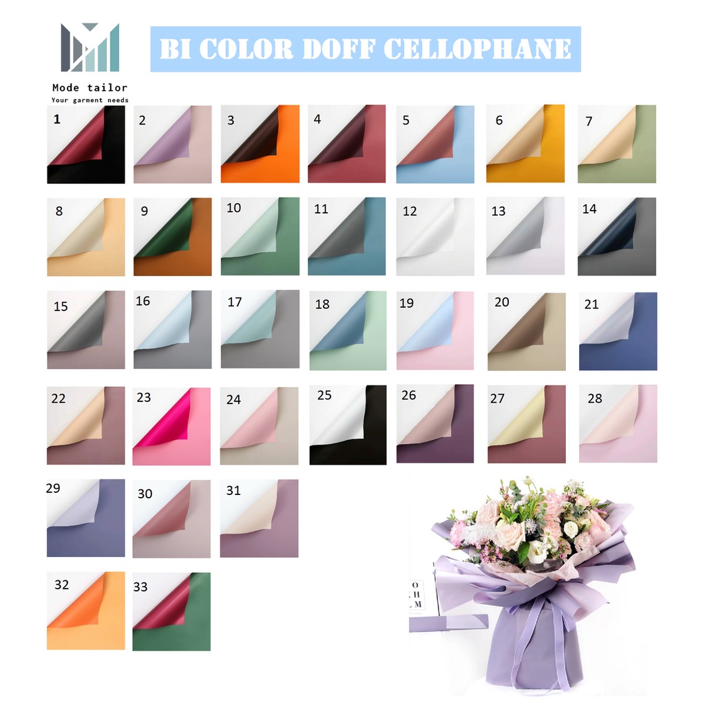 Jual (Lembaran) Flower Wrapping Bi Color Doff Cellophane/ Kertas Buket ...