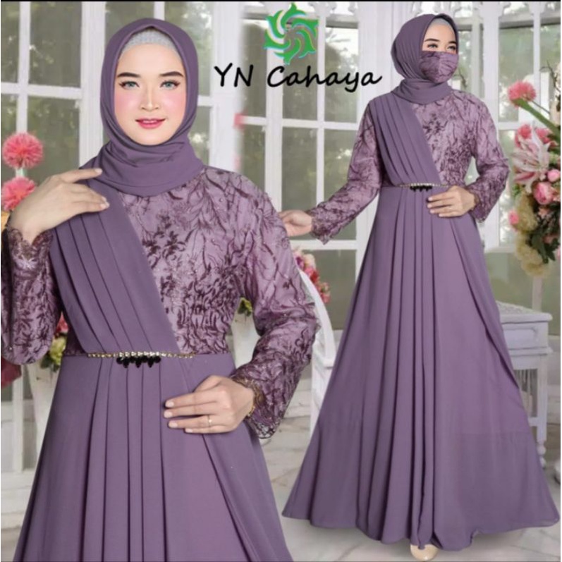 Jual (COD)GAMIS SELENDANG BRAND/GAMIS PESTA MEWAH | Shopee Indonesia