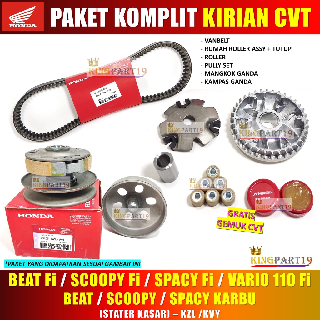 Jual PAKET LENGKAP PULLEY PULLY ASSY SET RUMAH ROLLER VANBELT BEAT FI ...