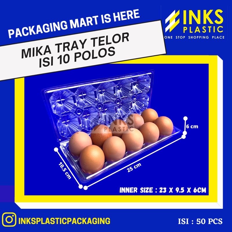 Jual MIKA TRAY TELOR ISI 10/EGG TRAY/TRAY TELUR POLOS TANPA KANCING (50 ...
