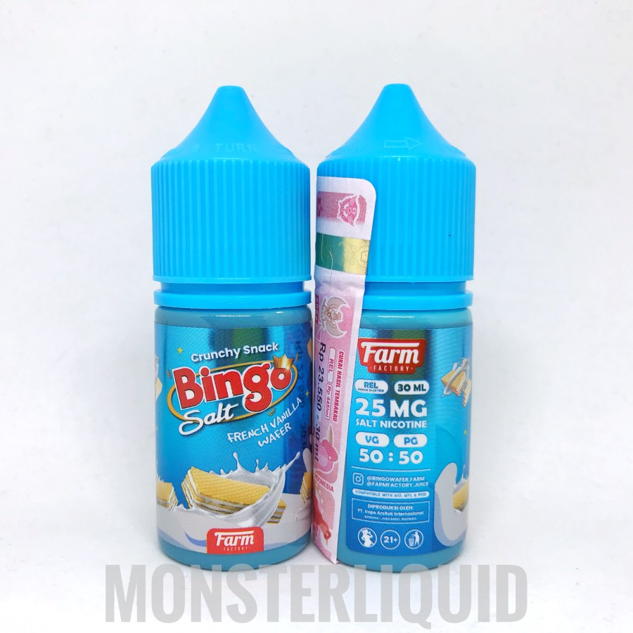 Jual SALT BINGO FRENCH VANILLA WAFER BY FARM 25MG 30ML | Shopee Indonesia