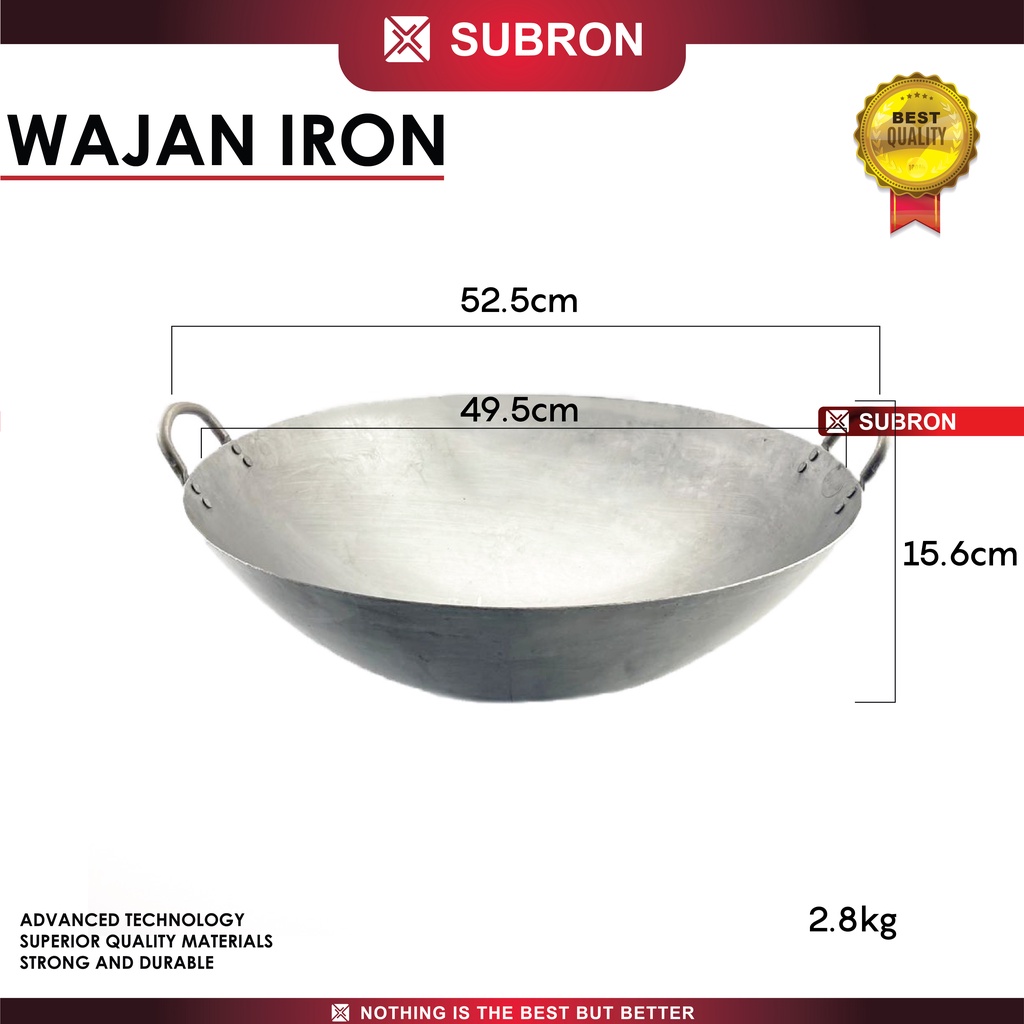 Jual SUBRON Wajan Iron Besi Dapur Alat Masak 43cm 47cm 50cm | Shopee ...