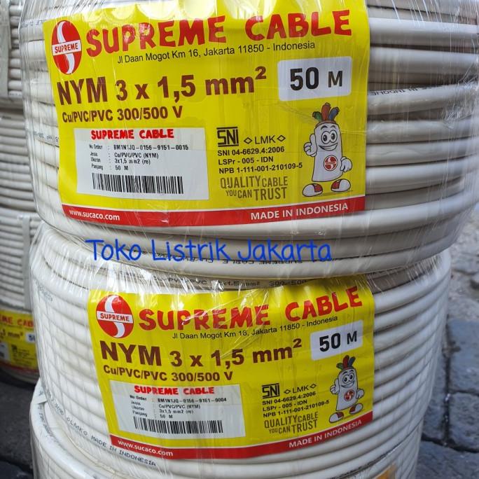Jual Kabel Listrik NYM 3x1,5mm SUPREME 3 x 1.5mm 50M 50 Meter Kawat Tembaga | Shopee Indonesia
