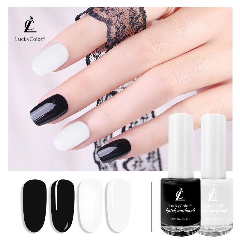 Jual LUCKYCOLOR Hitam Kutek Halal Muslimah Putih kutek Peel Off Kutek ...