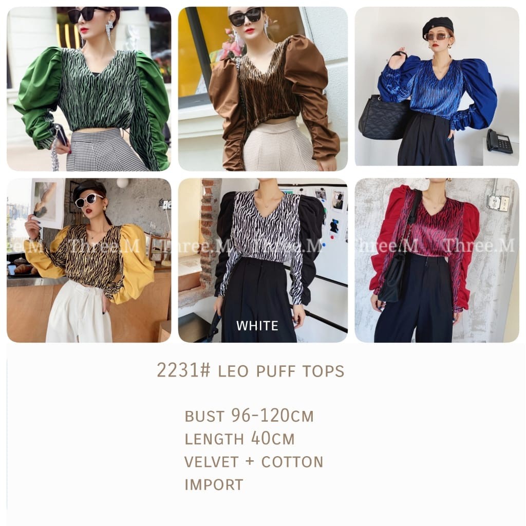 Jual Vey Leopard Puff Tops Import TM 2231 | Shopee Indonesia