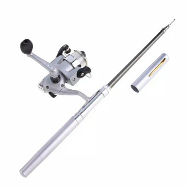 Jual Pen Fishing Rod Pole Reel + Line Silver Portable | Shopee Indonesia