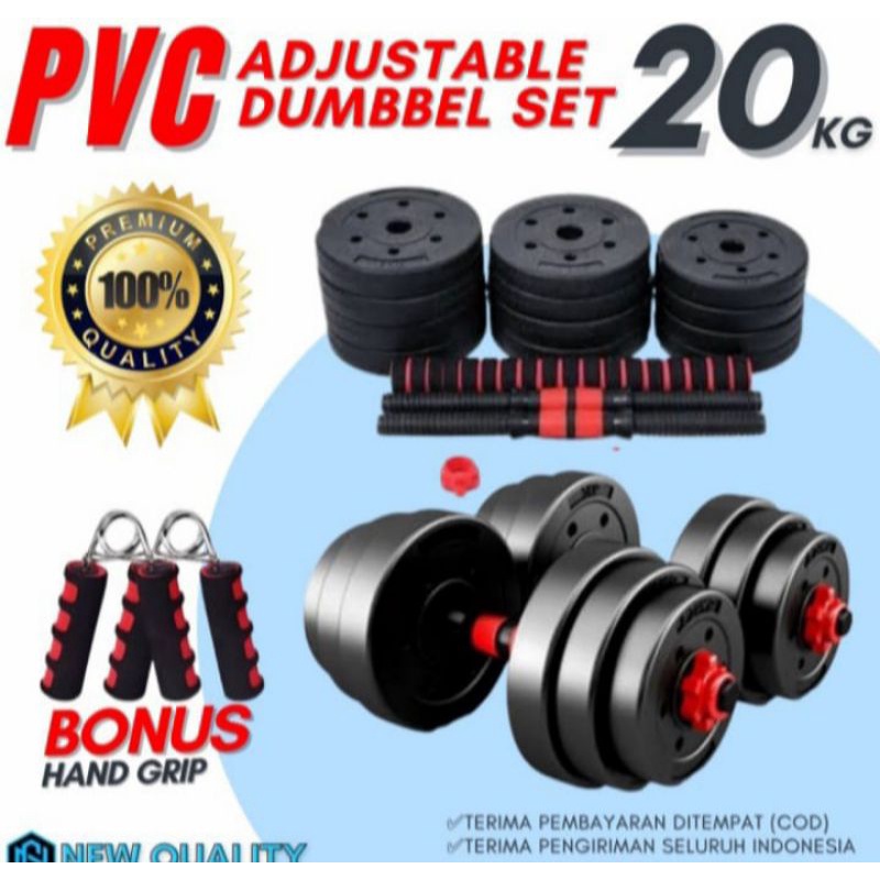 Jual PVC Dumbell set 20kg 2in1 free handgrip | Shopee Indonesia