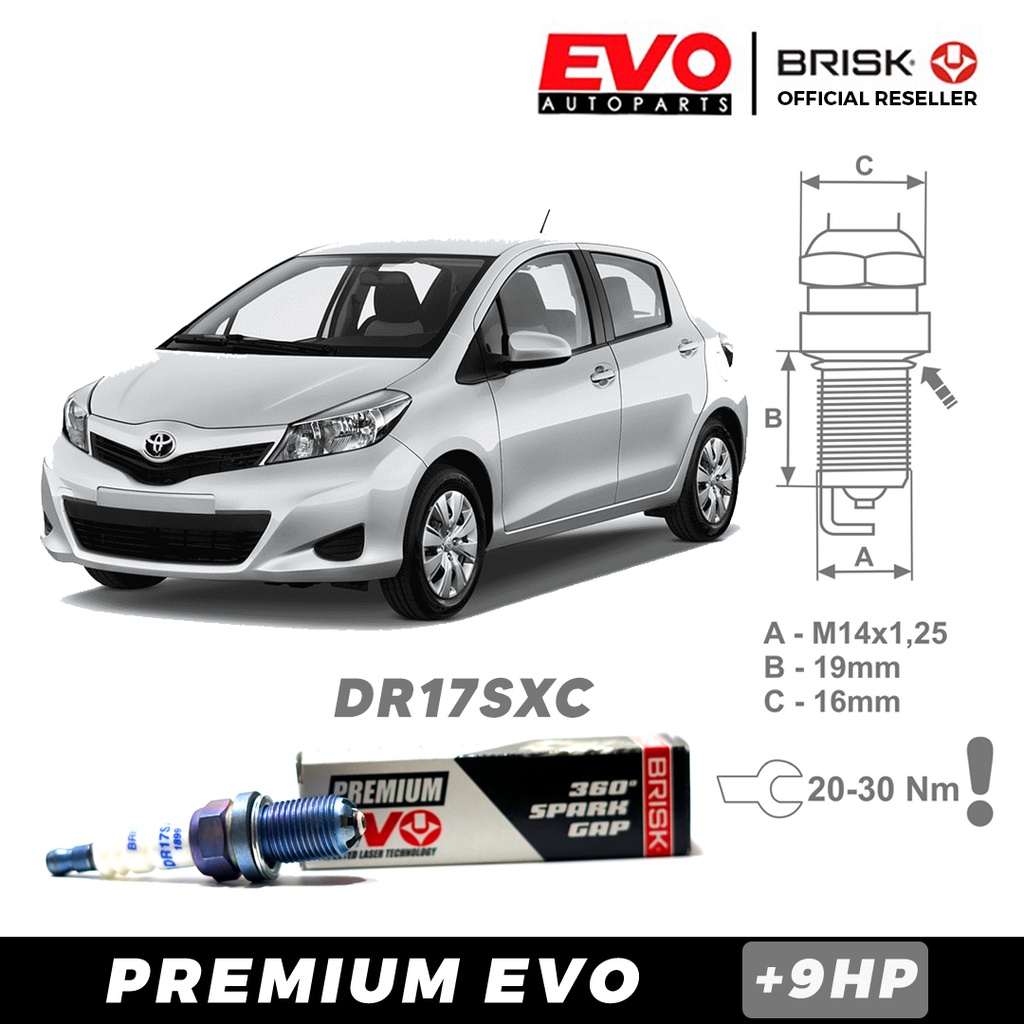Jual Brisk Premium Evo DR17SXC untuk Mobil Toyota Yaris | Shopee Indonesia