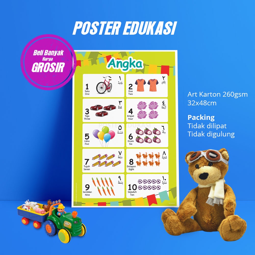 Jual POSTER EDUKASI ABJAD DAN ANGKA KARTON TEBAL 260 GS KUALITAS ...
