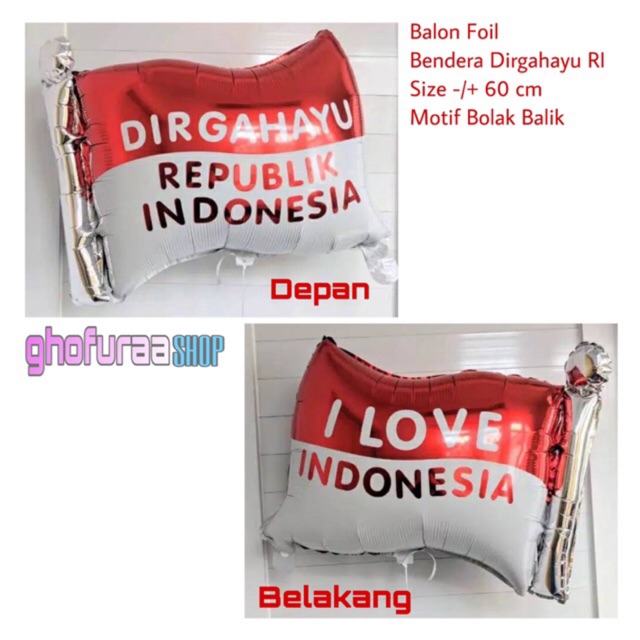 Jual Balon foil bendera Indonesia - balon merah putih - balon dirgahayu ...