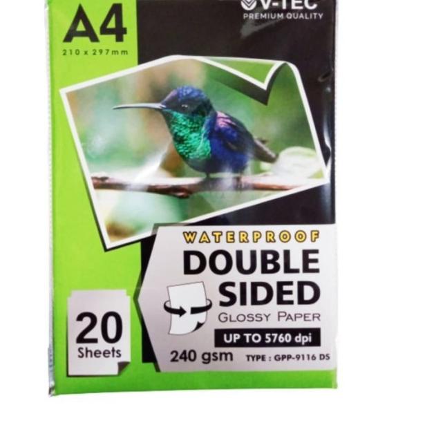 Jual KERTAS FOTO V-TEC GLOSSY PHOTO PAPER DOUBLE SIDE A4 240 GSM GPP-9116 | Shopee Indonesia