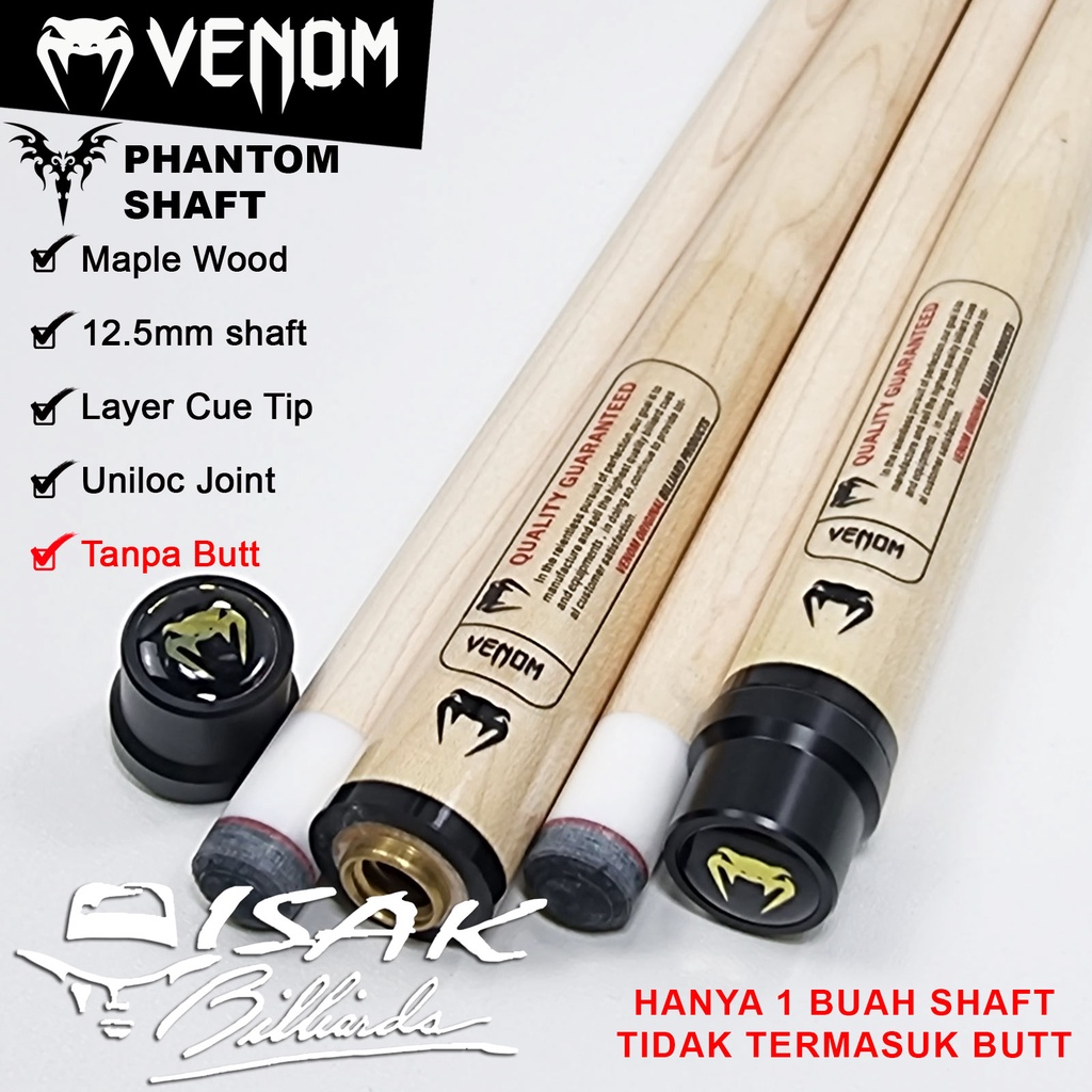 Jual Venom Phantom Extra Shaft - (NO Butt) Uniloc Joint Maple Cue Stick ...