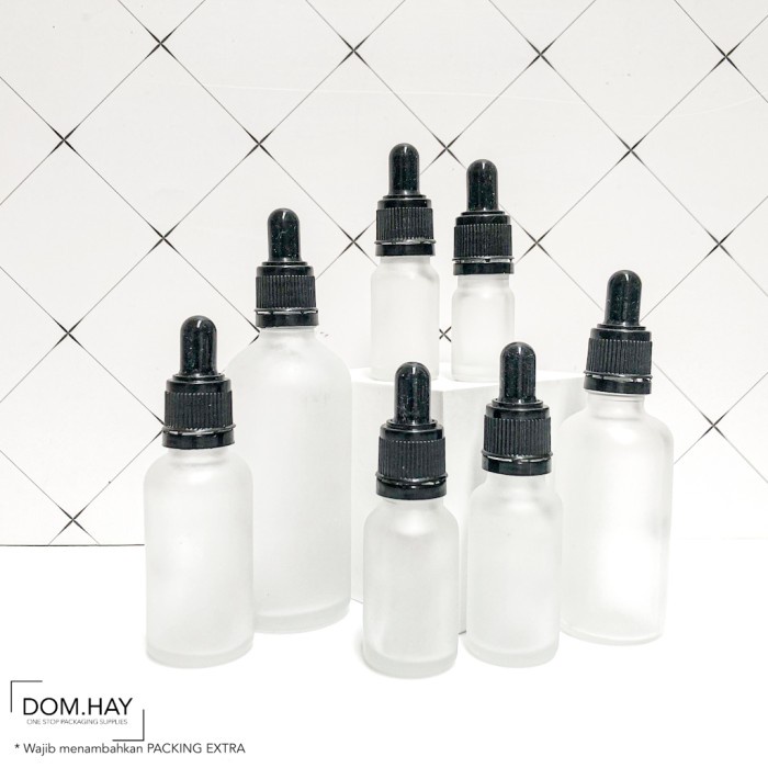 Jual Botol Pipet Kaca Frosted Doff Putih Tutup Hitam Face Serum Dropper ...