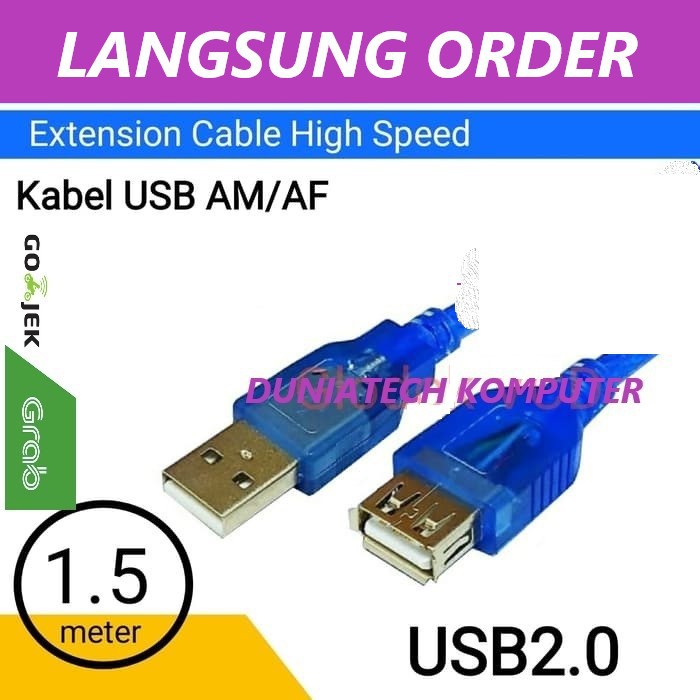 Jual KABEL USB MALE FEMALE 1,5M / PERPANJANGAN USB / USB EXTENDER ...