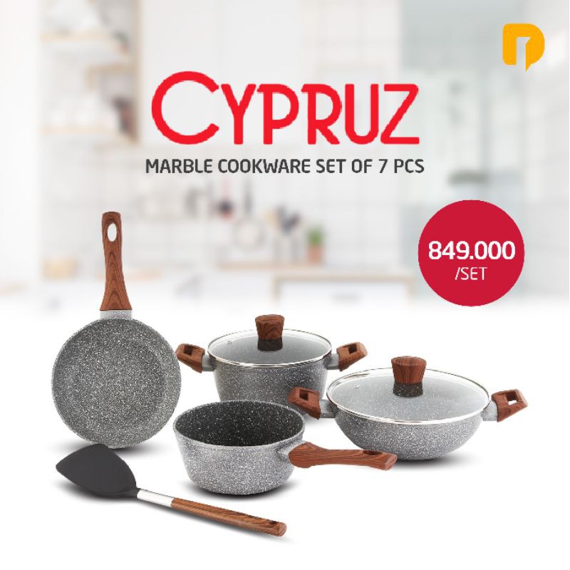 Jual DUSDUSAN Cypruz Marble Cookware Set of 7 pcs Kitchen Peralatan ...