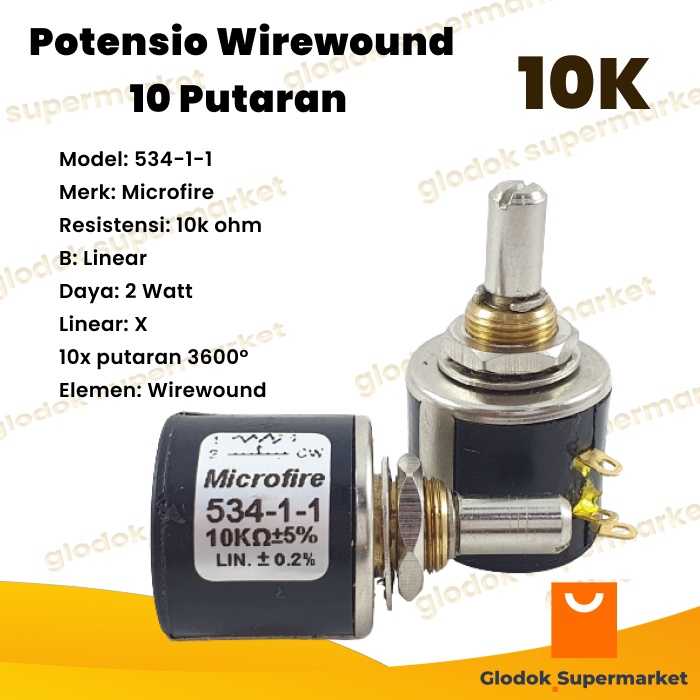 Jual Potensio Wirewound 10 Putaran 10k Microfire Multiturn Presisi | Shopee Indonesia