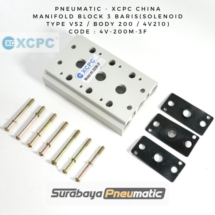 Jual Manifold Block - 4V-200M-3F (3 Baris) - V52 / BODY 200 / 4V210 - XCPC | Shopee Indonesia