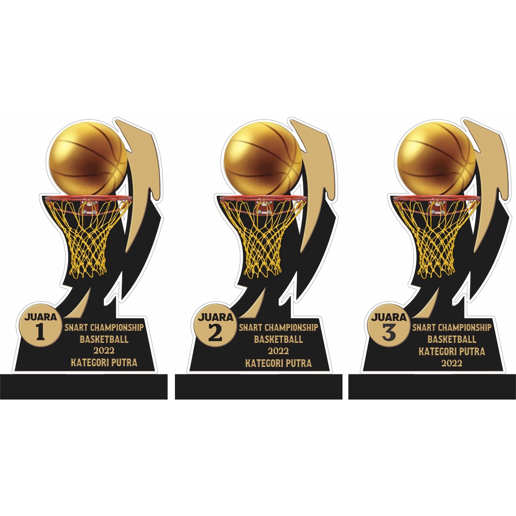 Jual 1set isi 6 buah/Piala/Trophy/Plakat/Basket/Bahan Akrilik 3mm dan ...