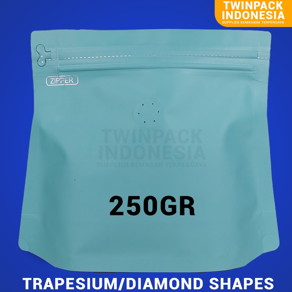 Jual Kemasan Kopi 200 - 250 Gram Standing Pouch Trapesium Wide Biru ...