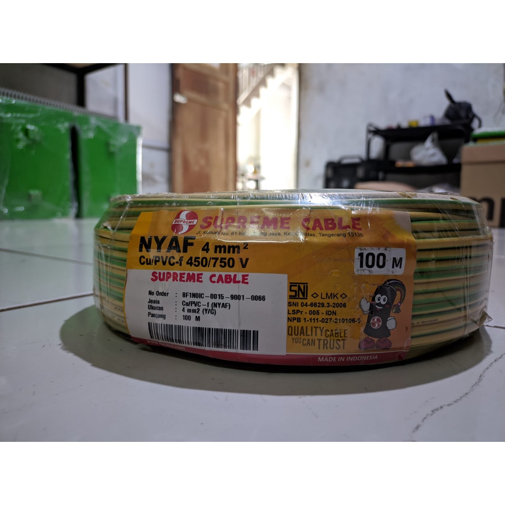 Jual KABEL NYAF 4MM SERABUT KUNING/HIJAU SUPREME | Shopee Indonesia