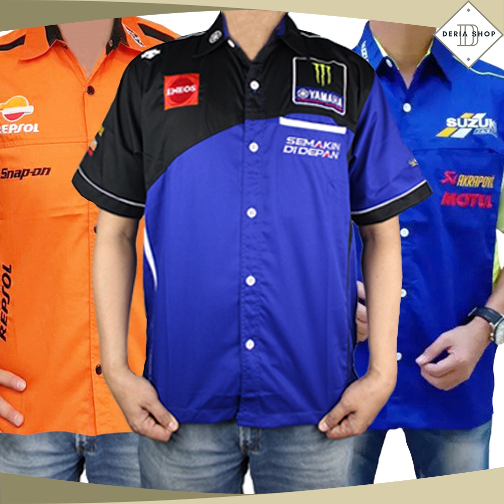 Jual Baju Balap Motor Racing Pria Bordir MotoGP Rossi Kemeja Seragam ...