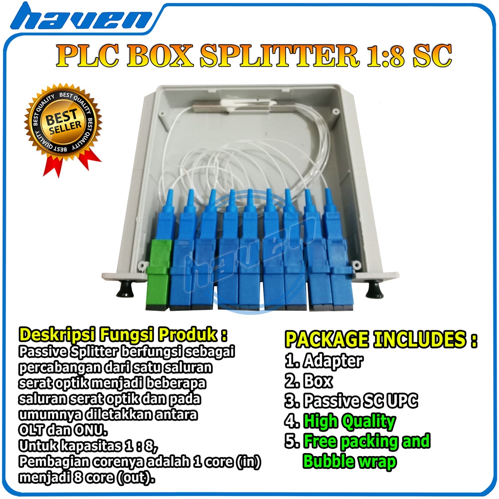 Jual Passive Splitter PLC BOX FO 1 8 Fiber Optik FTTH SC UPC Passive ...