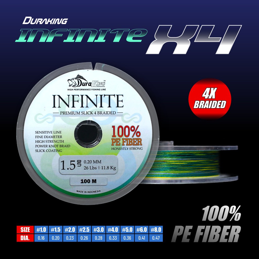 Jual Senar Pancing PE duraking INFINITE 100m Konekting Spool Grosir ...