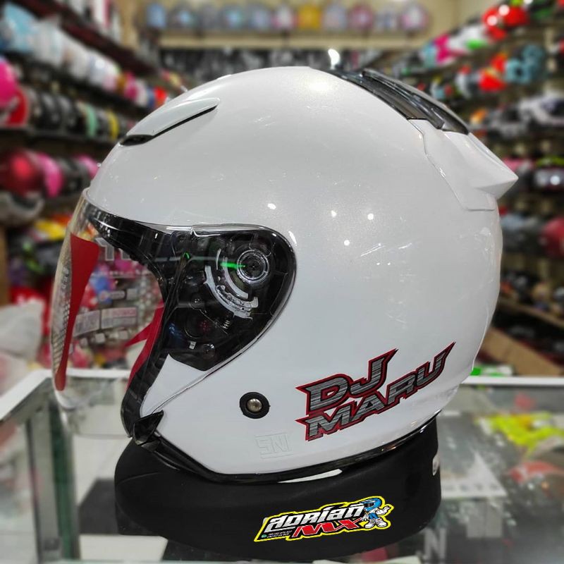 Jual HELM KYT DJ MARU WHITE ORIGINAL HELM TOURING KYT DJMARU PUTIH HELM HALF FACE KYT DJ MARU ...