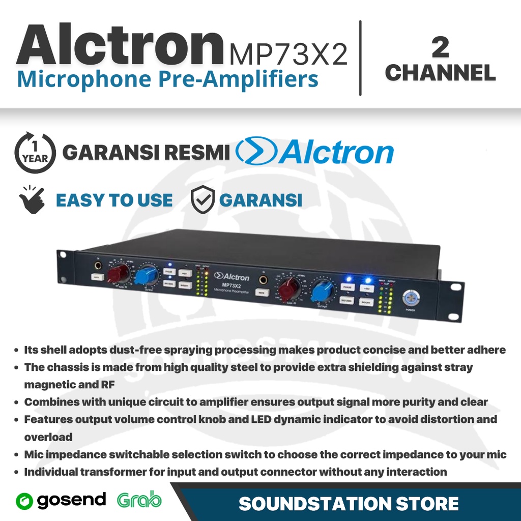Jual Alctron MP73X2 Dual Channel Microphone Pre-Amplifiers - Preamp Mic ...