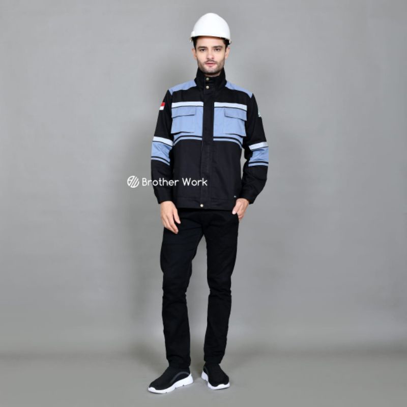 Jual wearpack safety semi jaket hitam abu - baju kerja - baju proyek ...