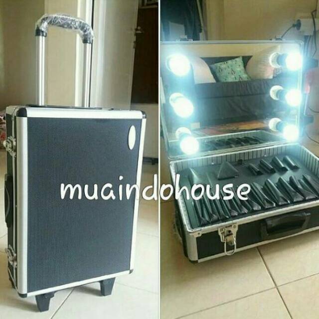 Jual Beauty case koper makeup make up rias mua lampu led box kaca ...