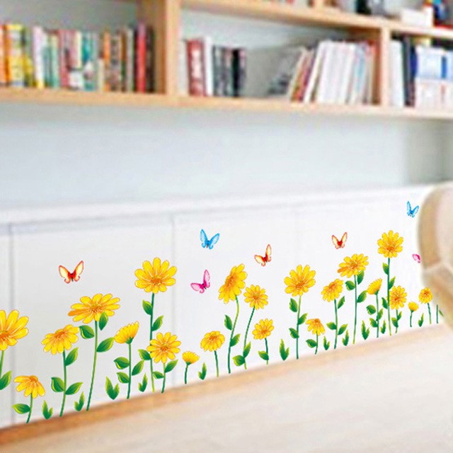 Jual RELIZA WALL STICKER RUMPUT BUNGA GRASS YELLOW SUN FLOWER STIKER ...