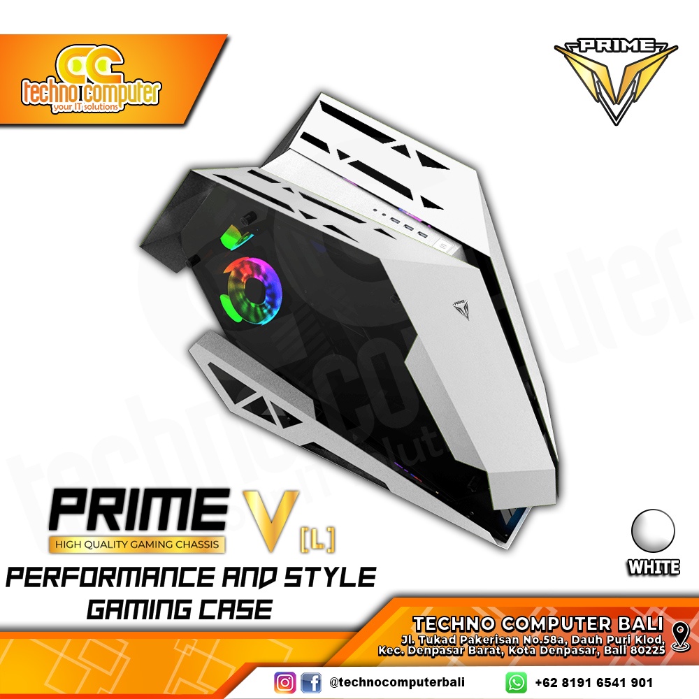 Jual CASING PRIME GAMING V-[L] White - ATX Case Tempered Glass | Shopee ...