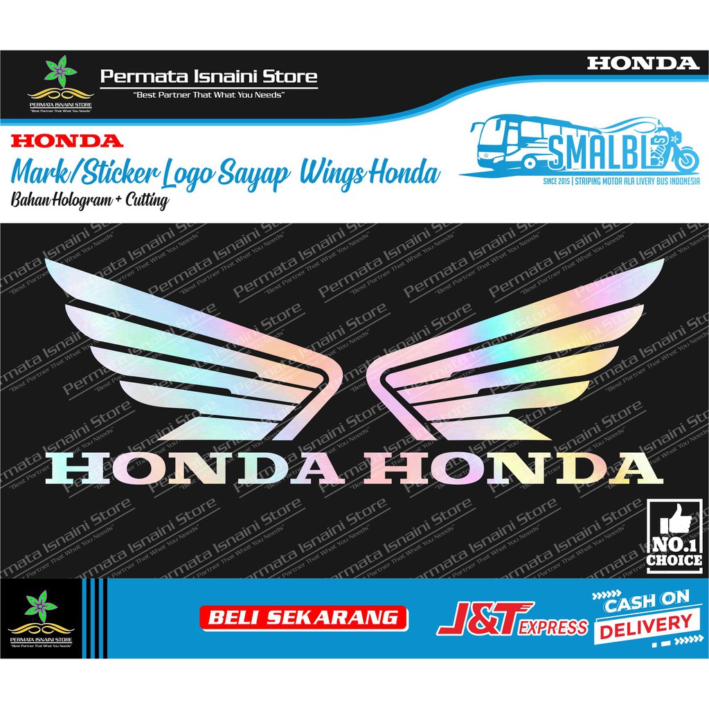 Jual Sticker Stiker Hologram Cutting Logo Sayap Honda by PERMATA ...