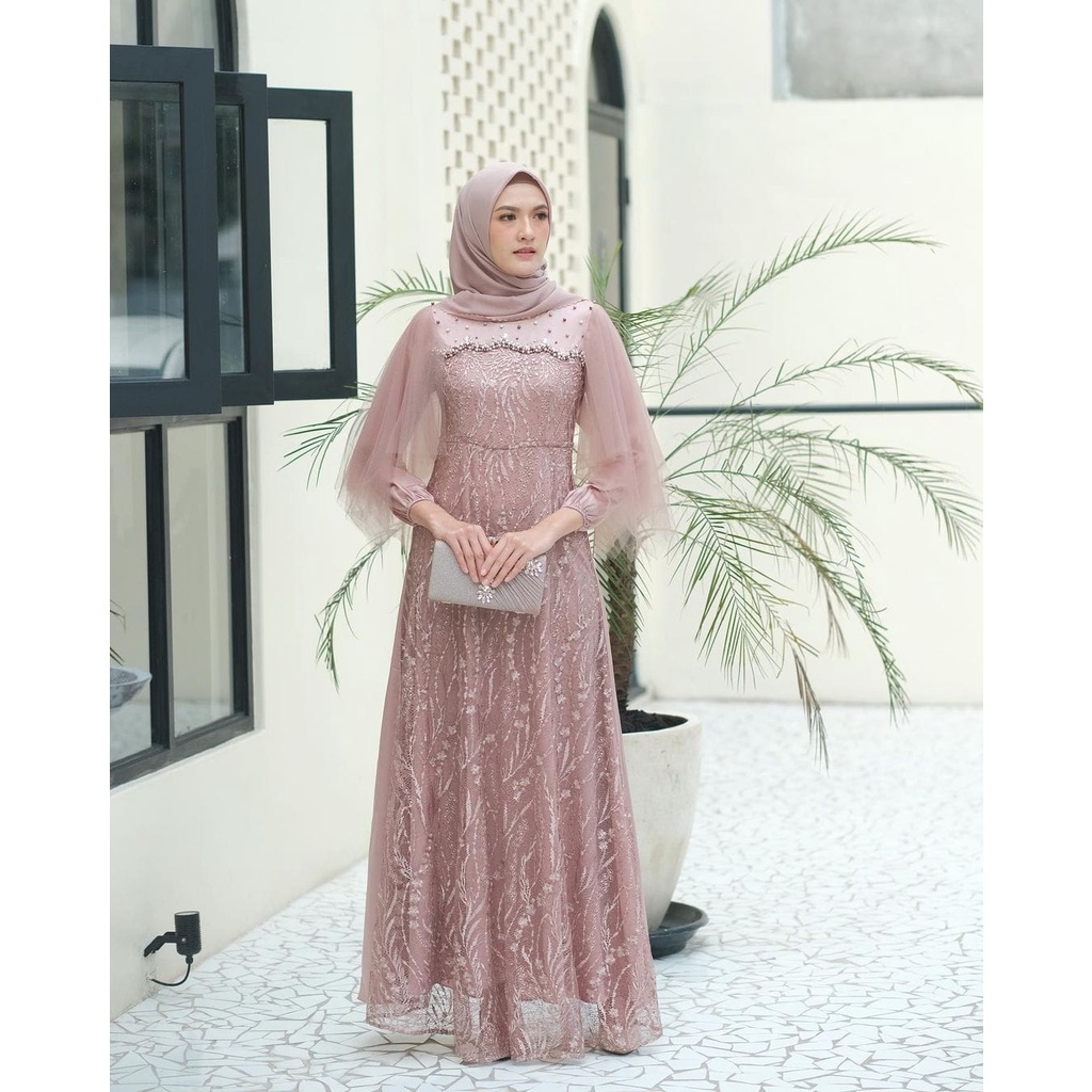 Jual PRODUK TERLARIS! COD BAYAR DITEMPAT PROMO ADA JUMBO XXL LD 120 Gamis Nadine Brukat Tambahan ...