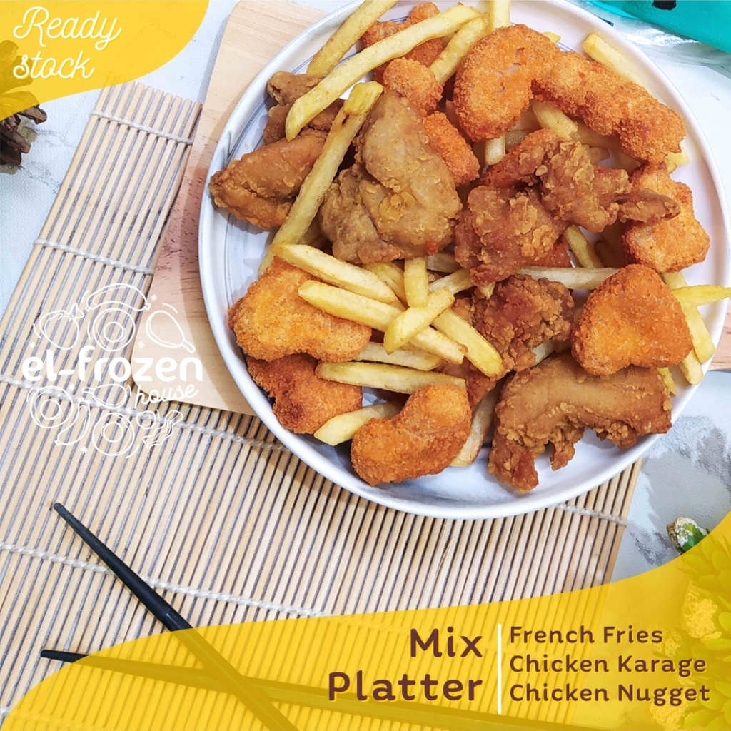 Jual Eat Happy Mix Platter 3 in 1 (kentang, nugget ayam, karage ayam) 400gr Frozen Food Lengkap ...