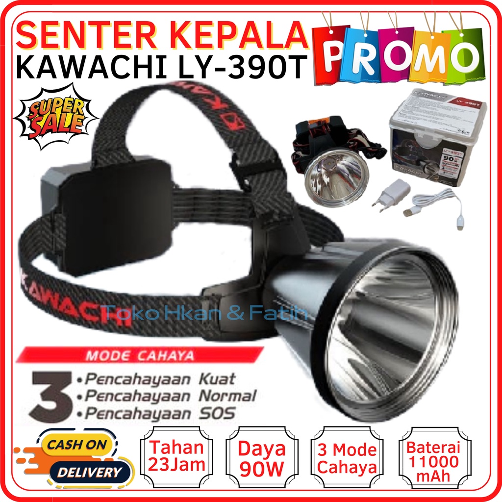 Jual Senter Kepala Jumbo 90w Kawachi LY 390 T- Senter Kepala 90w 90 Watt Super LED Super Terang ...