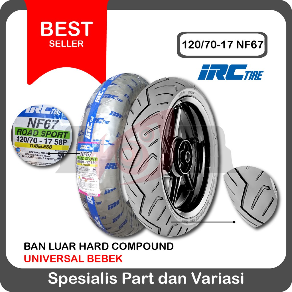 Jual IRC 120/70-17 NF67 Ban Tubeless Motor Vixion NVL Byson CBR 250 Ninja | Shopee Indonesia