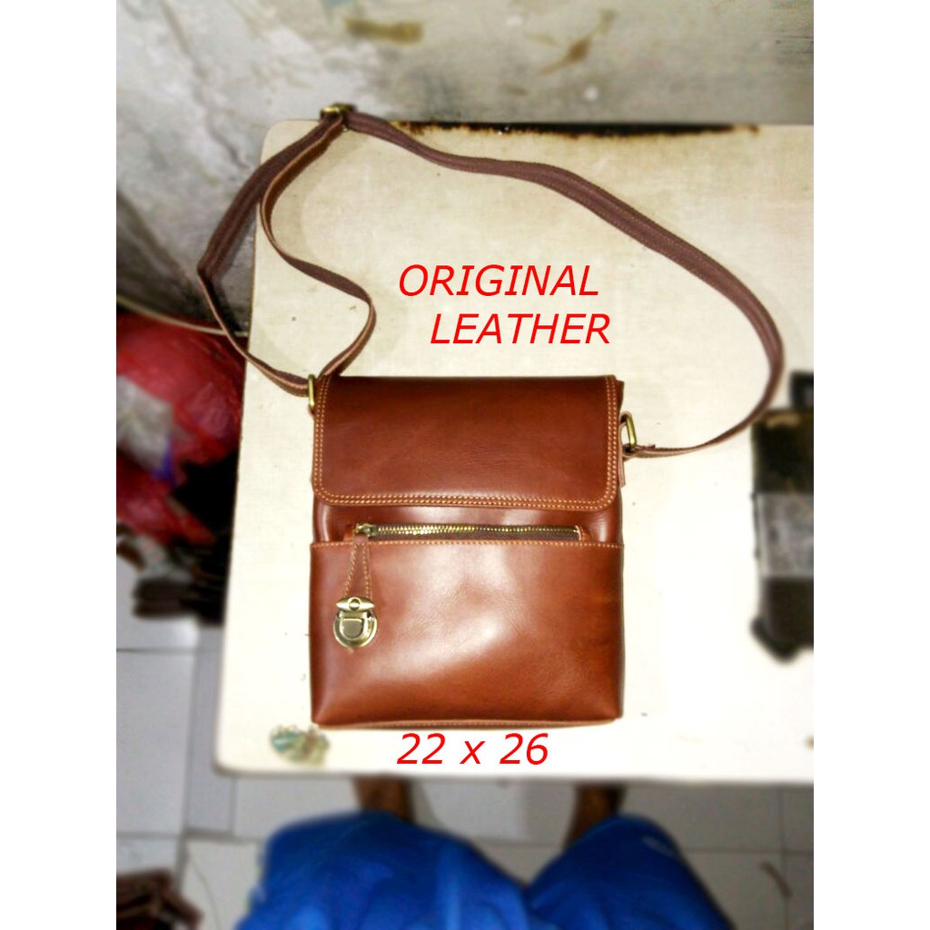 Jual tas kulit asli on promo pria selempang harley kickers | Shopee ...