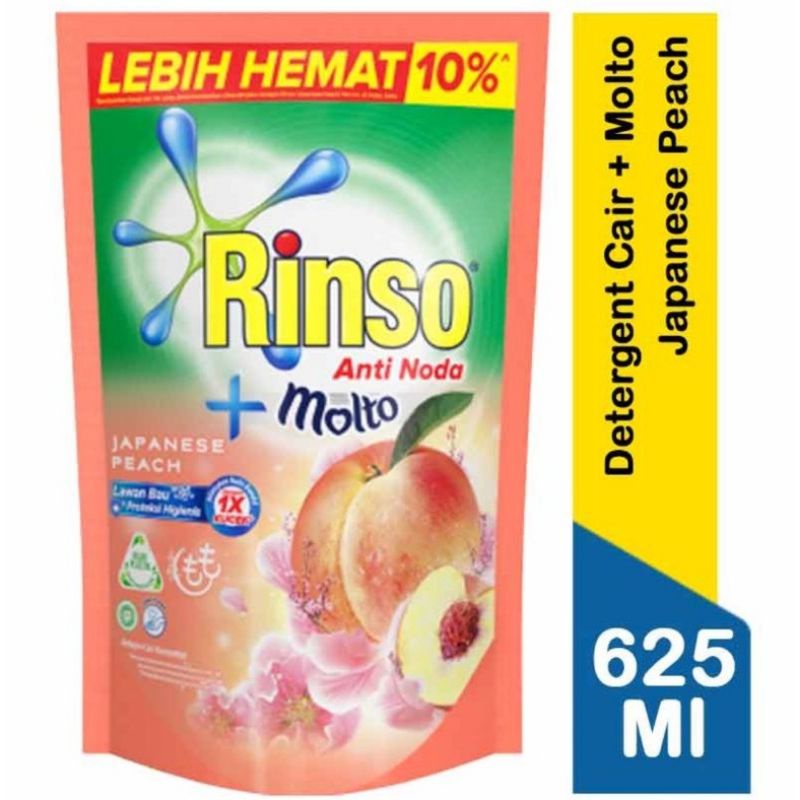 Jual rinso detergent cair + molto japanese peach 625ml | Shopee Indonesia