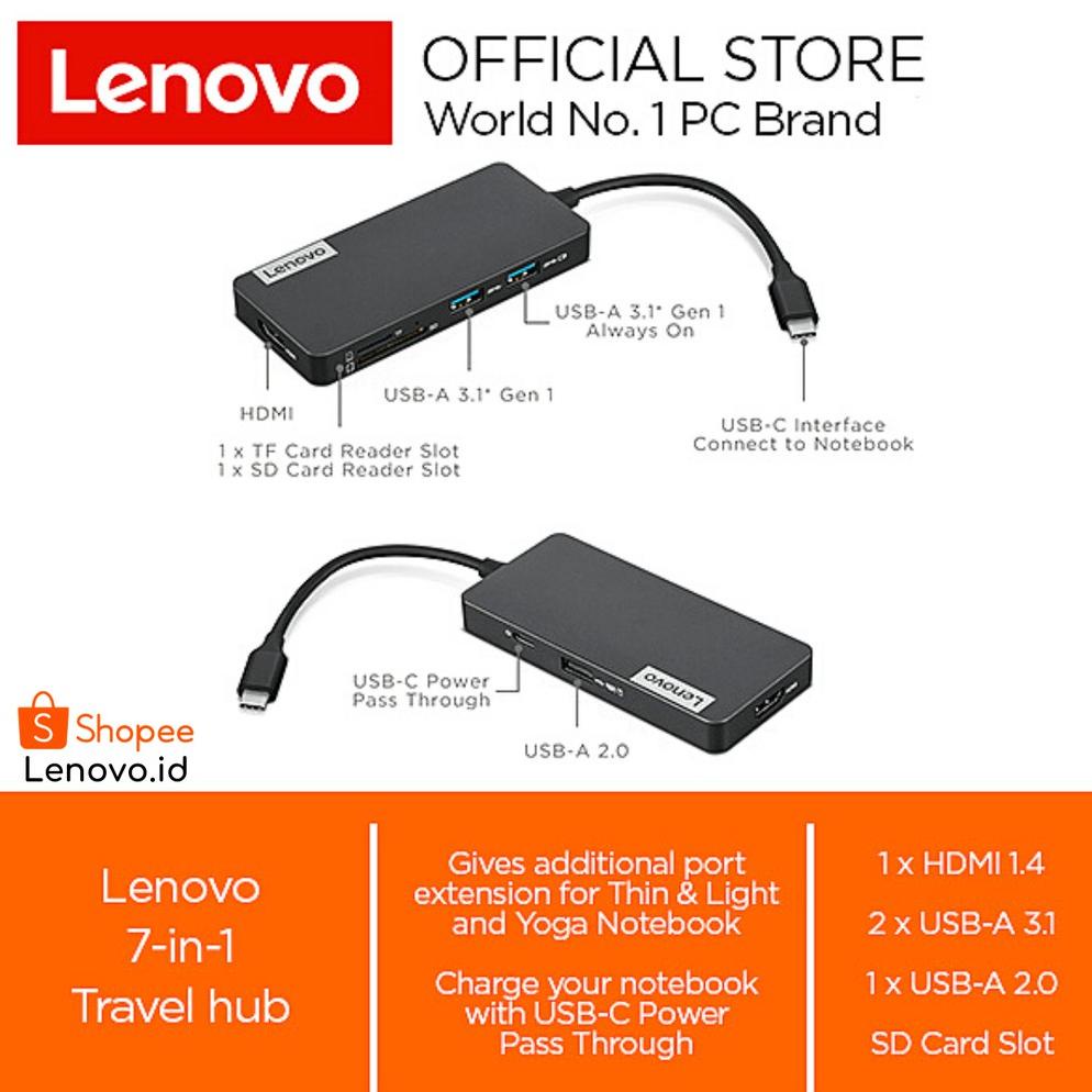 Jual Lenovo Usb C 7In1 Travel Hub Gx90T77924 (Compatible With Yoga ...
