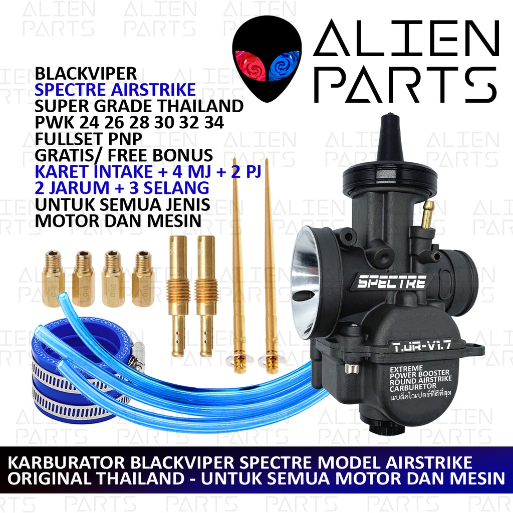 Jual (BISA COD) KARBURATOR BLACKVIPER SPECTRE HITAM AIRSTRIKE RACING PWK 24 26 28 30 AIR STRIKE ...
