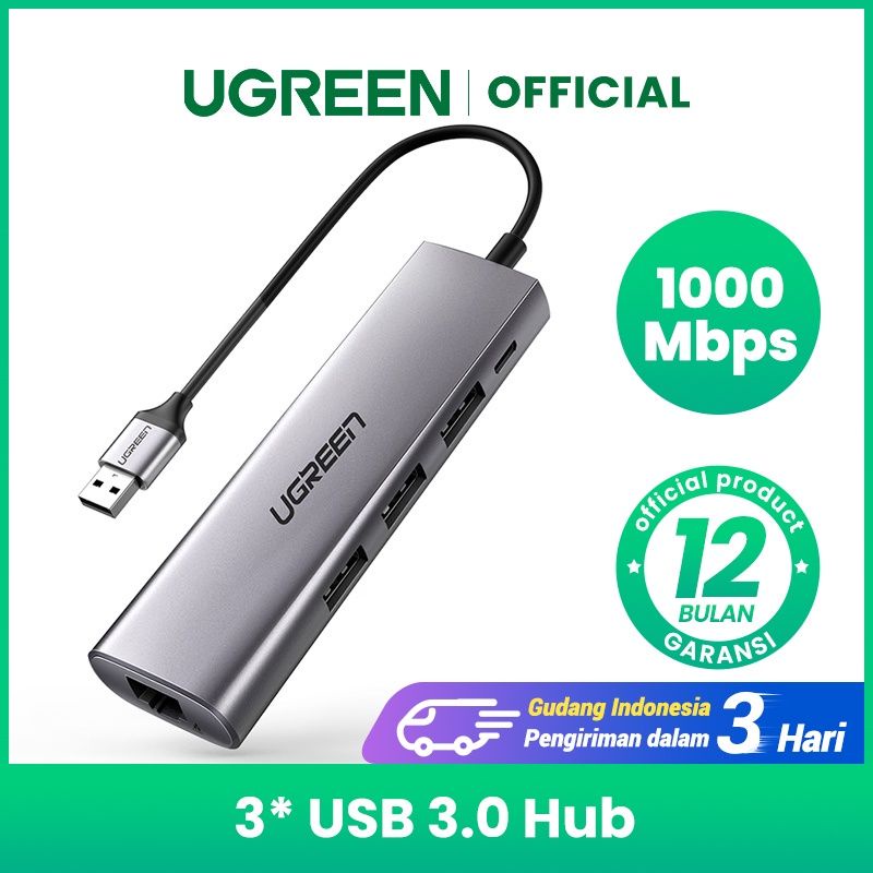 Jual UGREEN Adaptor Ethernet hub USB 3.0 1000Mbps untuk laptop / mi box ...
