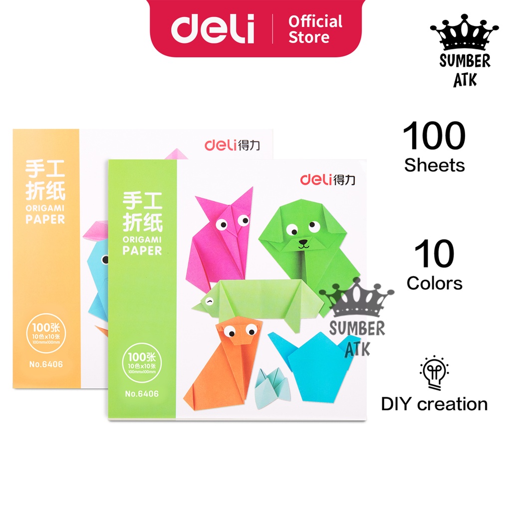 Jual Deli Paper Craft 10x10CM 6406 / Origami Kertas Lipat 100 Lembar 2 ...
