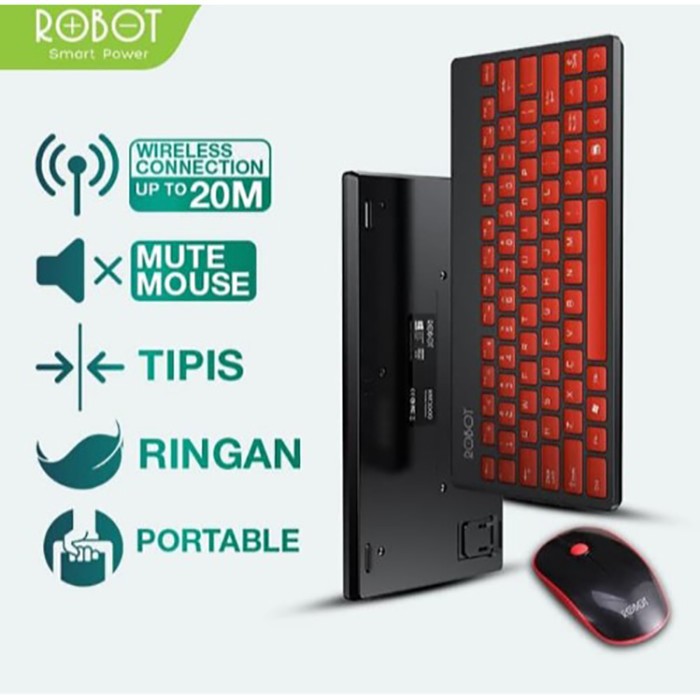 Jual Robot KM3000 Portable Multimedia Wireless Keyboard & Mouse Combo ...